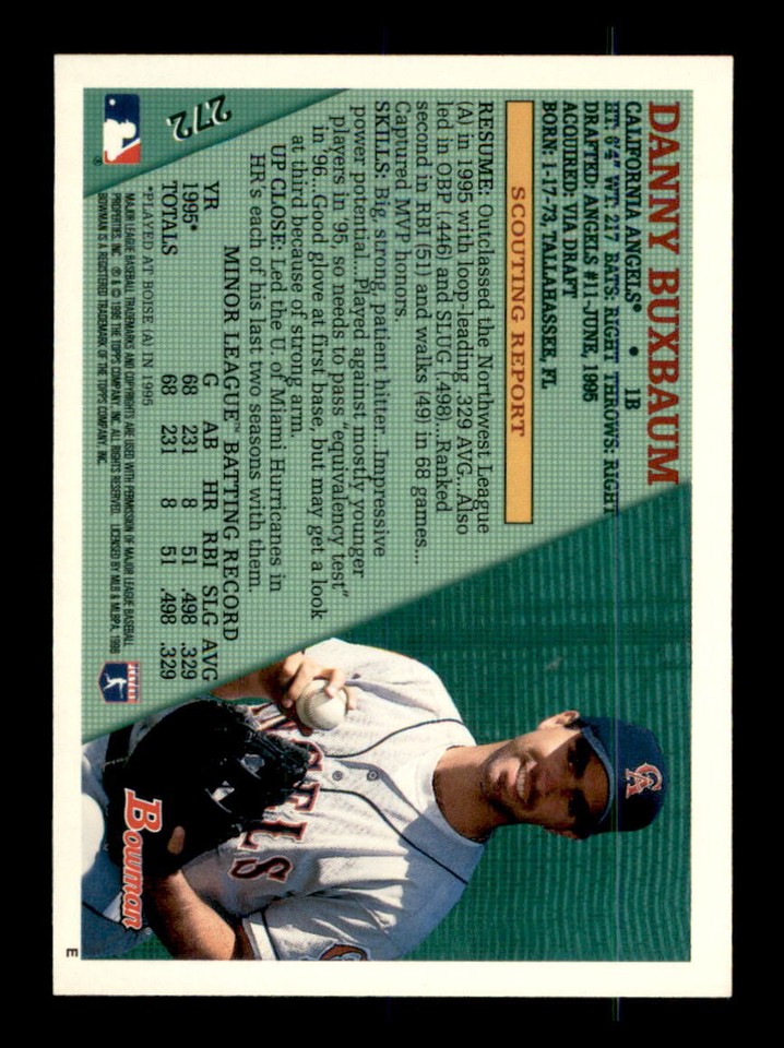 1996 Baseball Bowman Danny Buxbaum California Angels #272 RC1 | eBay