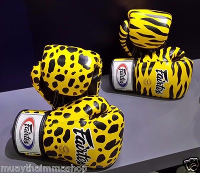 GENUINE FAIRTEX FANCY BOXING GLOVES YELLOW COLOR WITH Leopard/TIGER ...