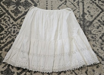 Vintage White Cotton Petticoat Slip Petti Hoop Skirt Eyelet Trim Needs ...