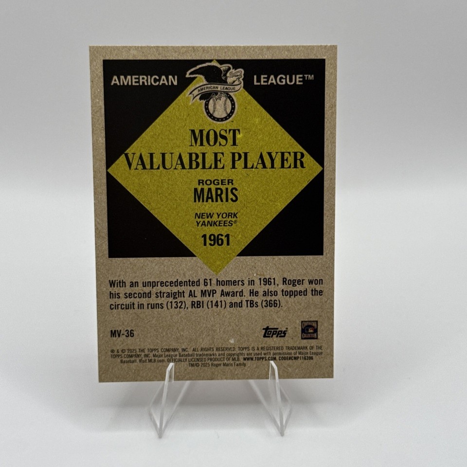 2025 Topps Update Series - Most Valuable Player Insert Roger Maris #MV ...