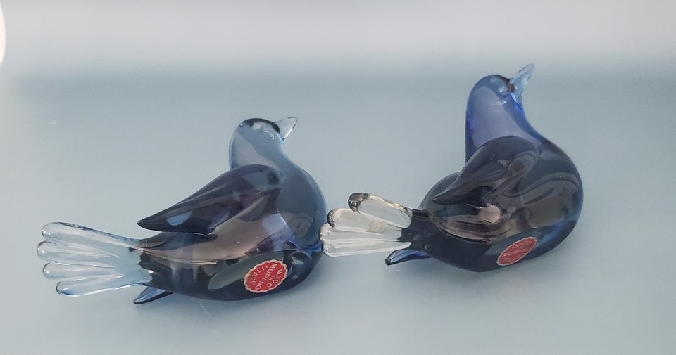 Vintage Murano Glass Pair Of Birds By Archimede Seguso! Original Labels ...