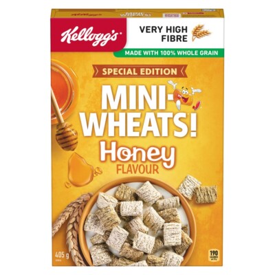 3 Boxes of Kellogg's Mini-Wheats Honey Whole Grain Cereal 405g Each ...