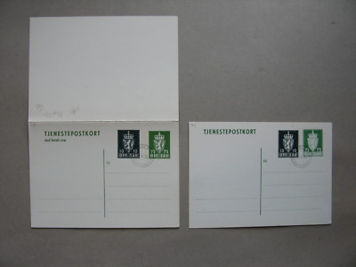 NORWAY, 2x official prestamped PC CTO 1974, normal card + card with ...
