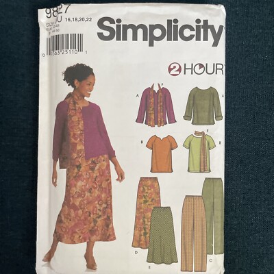 Simplicity 9827 NEW Bias Skirt & Raglan Sleeve Jacket, Top, Size 16-22 ...