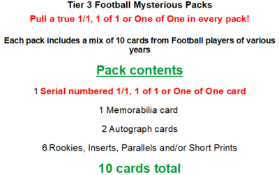 NFL FOOTBALL HOT LOT Mysterious Packs TRUE 1/1 GUARANTEED! 1 Of 1 ...