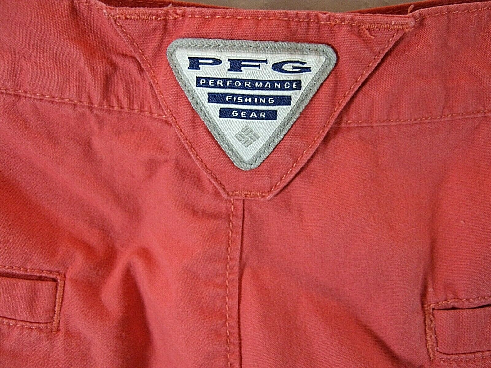 Columbia PFG Red Mens Flat Front Regular Fit Casual Chino Shorts Size ...