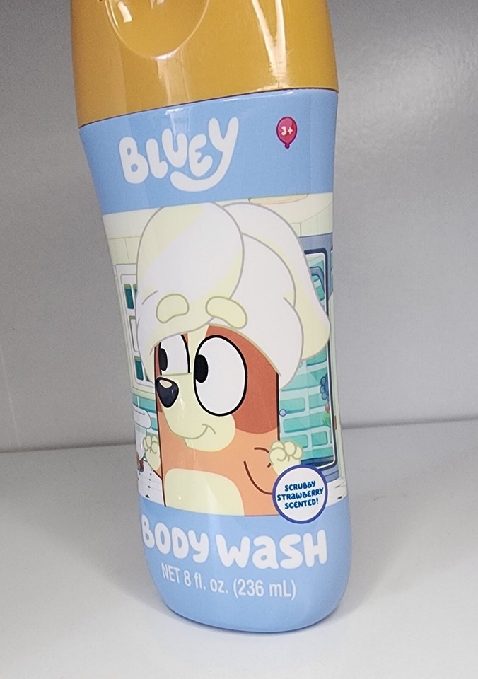 Bluey Bingo Kids Body Wash Size 8.oz Scrubby Strawberry Scent NEW | eBay