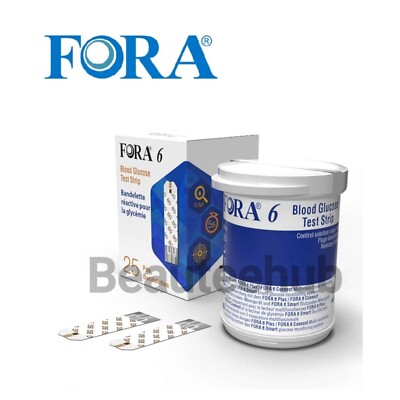 Fora 6 Plus BLOOD GLUCOSE Test Strips (Exp 01/2027) 25's Per/Box Free ...