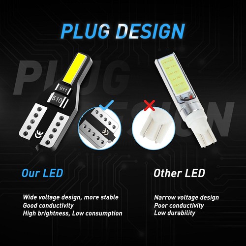 10 Pcs T10 LED W2W 2SMD Car Wedge Tail Parking Plate Light Bulb 12V ...