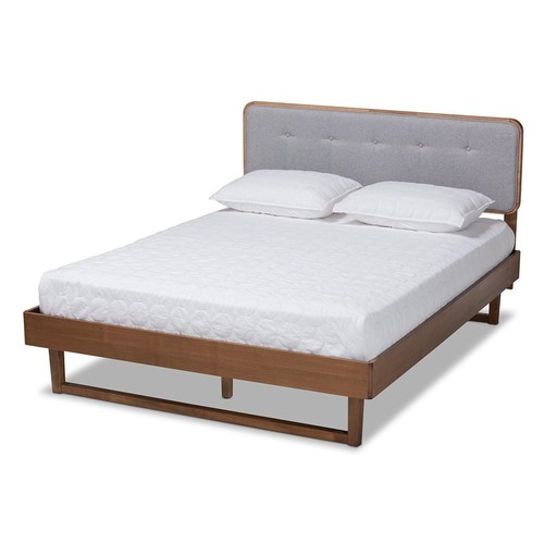 Baxton Studio Natalia Gray Upholstered Wood Full Size Platform Bed ...