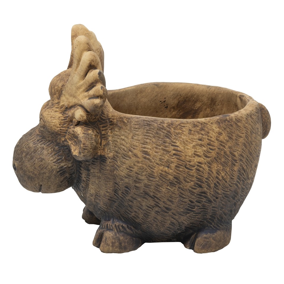 Classic Home and Garden Indoor Outdoor Cement Moose Planter, Brown, 7 ...