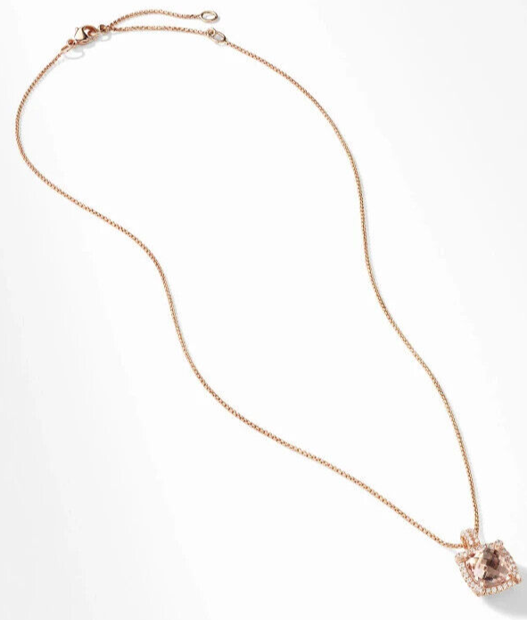 $3250 DAVID YURMAN 18K ROSE GOLD CHATELAINE MORGANITE DIAMOND BOX CHAIN NECKLACE | eBay