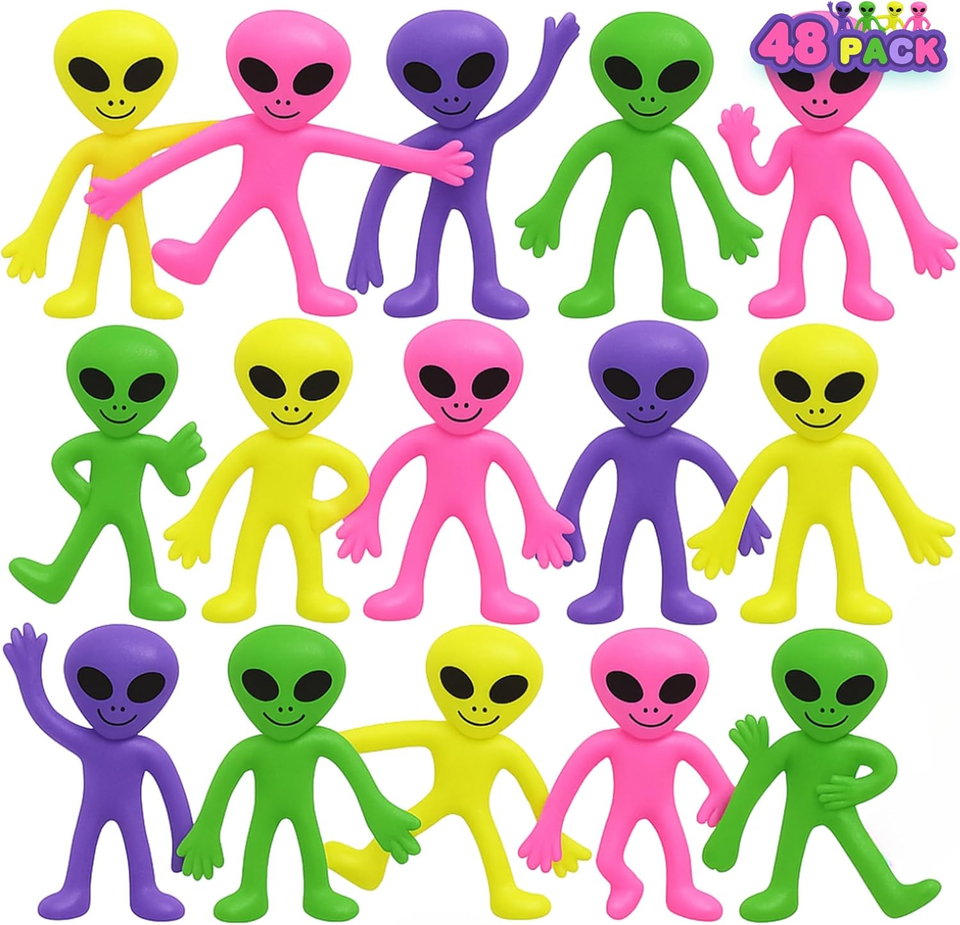 Bendable Alien Toys, (Set of 48) Mini Alien Figures Bendy Toy for Kids ...