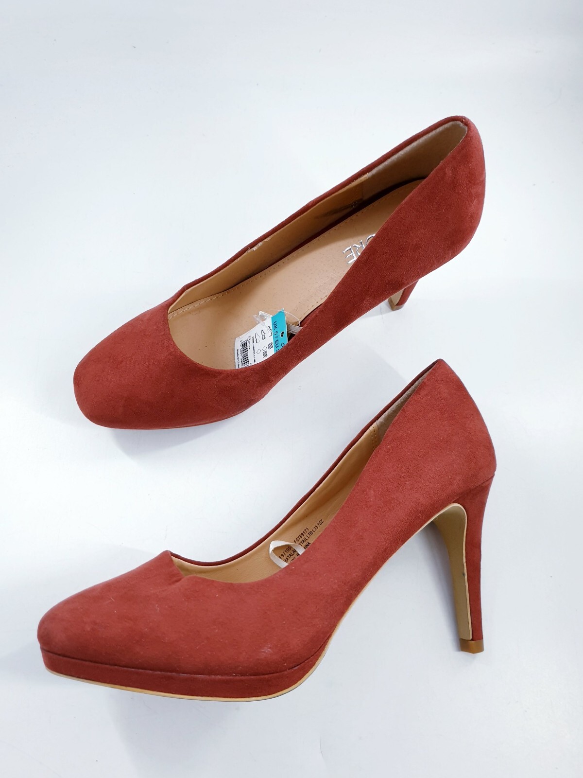 Matalan Fiore size 5 rust red / brown faux suede stiletto heel court ...
