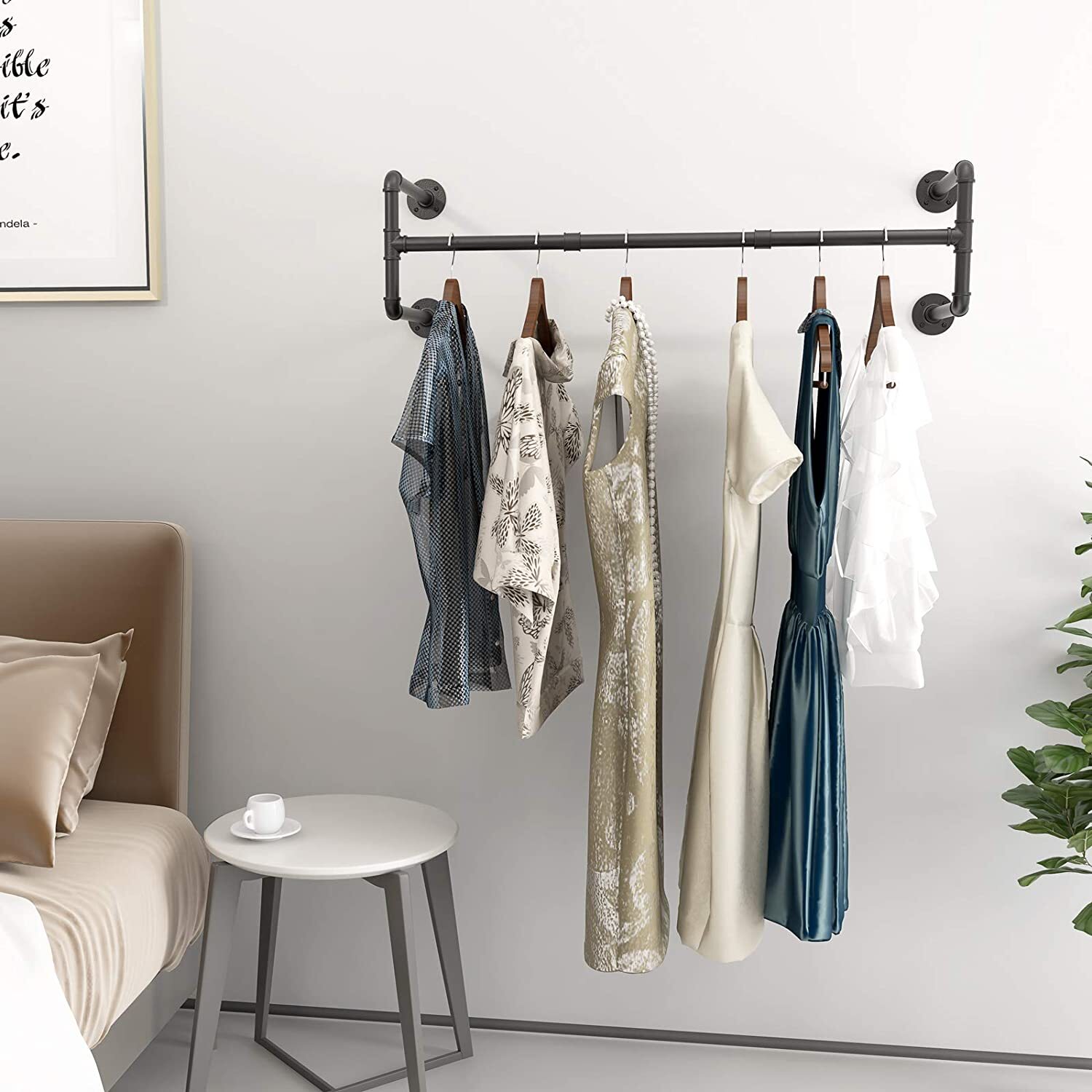 Industrial Pipe Clothing Rack Heavy Duty Wall Mounted Adjustable 90/135 ...