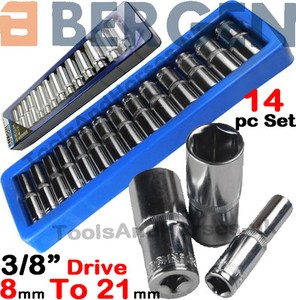 BERGEN 3/8"dr Deep Socket Set 14pc 8-21mm Single Hex Long Reach Deep Sockets set | eBay
