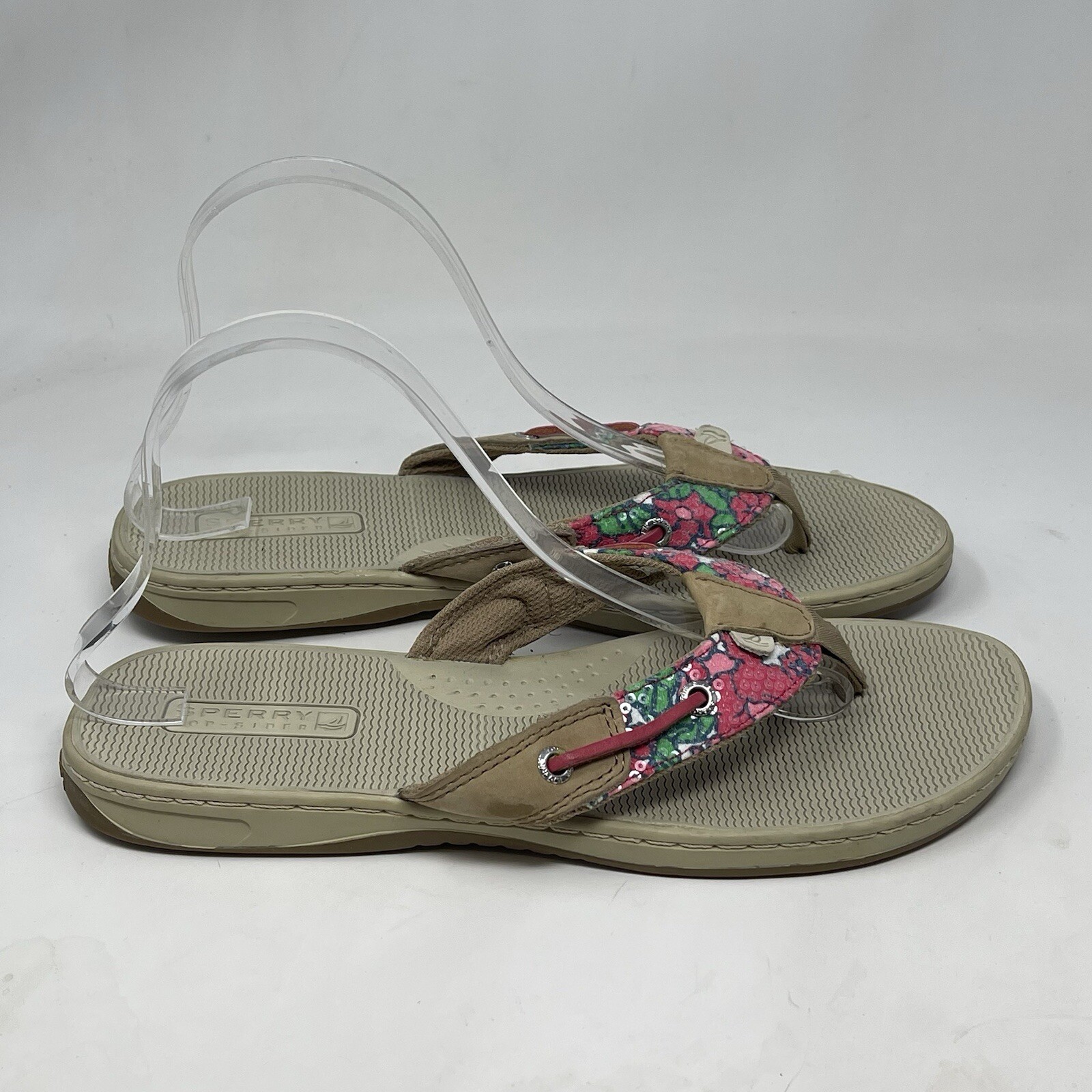 Sperry Seaport City Sandals Womens 10 M Tan Pink Flor… - Gem