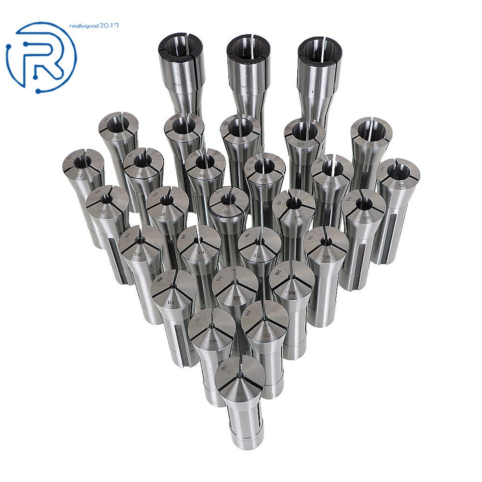 29Pcs R8 Spring Collet Set Fractional 1/32"-1" High Precision New | eBay