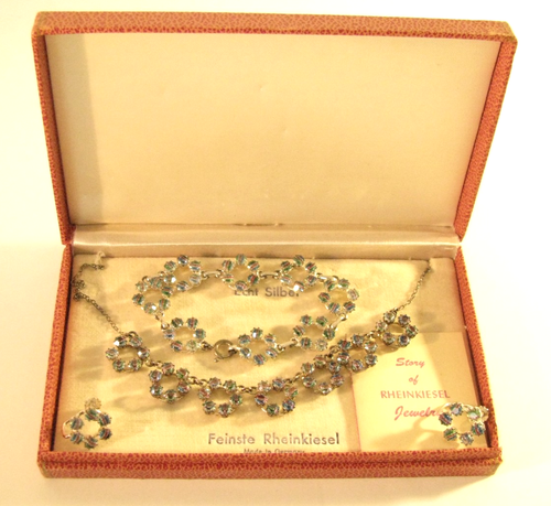 Feinste Rheinkiesel Jewelry Set - Antique 835 German Silver Iris ...