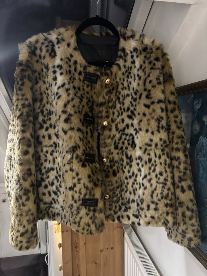 Zara Women's Leopard Print Faux Fur Jacket Size S | eBay UK