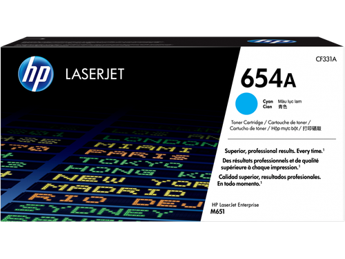 HP 654A Cyan Original LaserJet Toner Cartridge, ~15,000 pages, CF331A ...