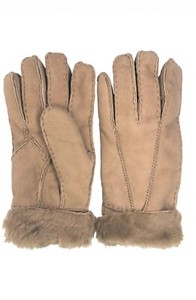 Women's Genuine Sheepskin Camel Warm Leather Shearling Suede Fur Gloves ...