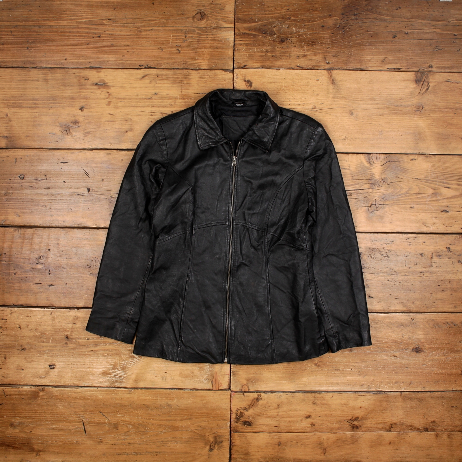 Vintage Leather Jacket S 90s Dad Black Womens - Gem