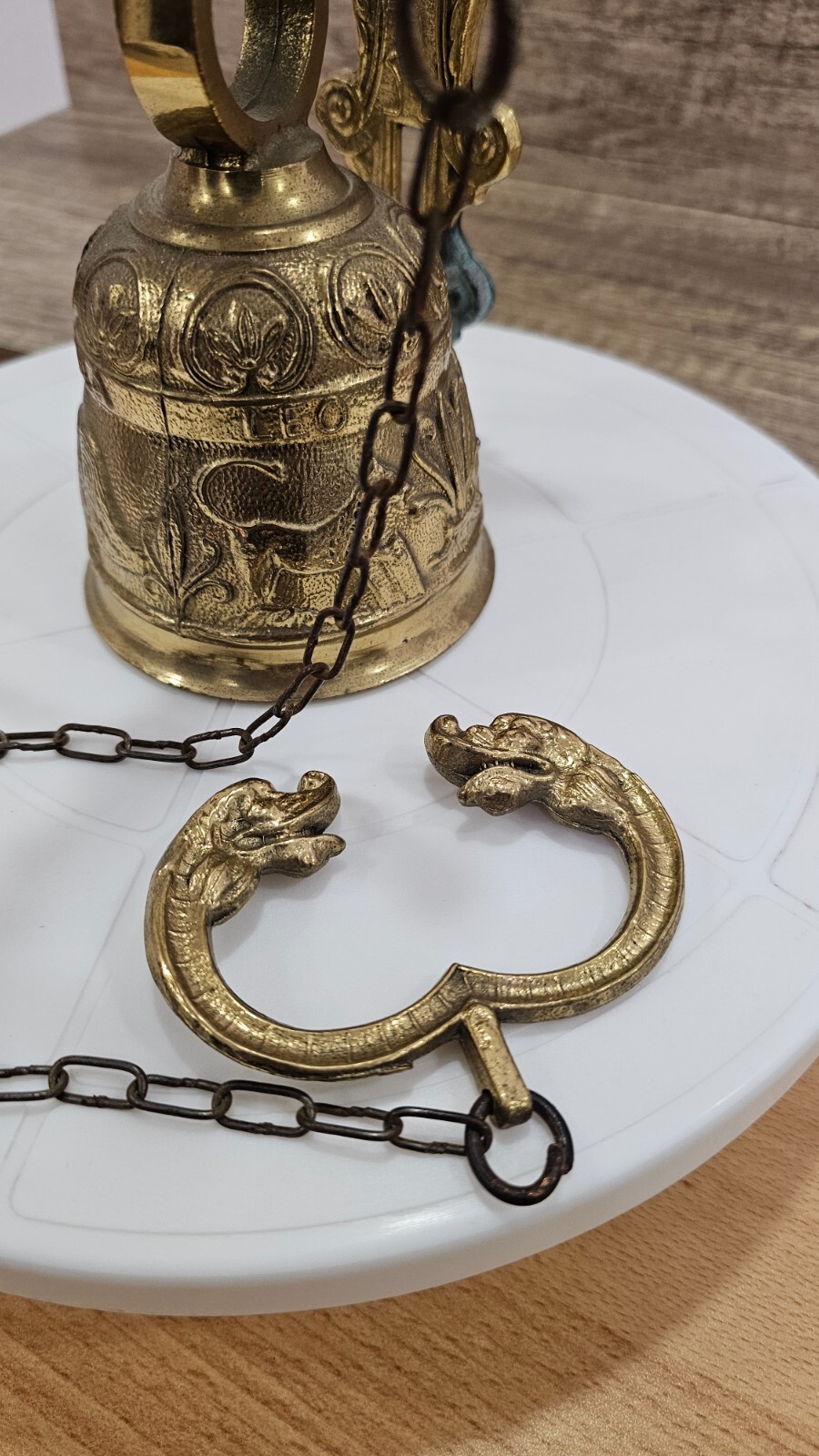 Vintage Decor Heavy Brass Door Bell Angel Inscribed - "LEO-AQUILA ...