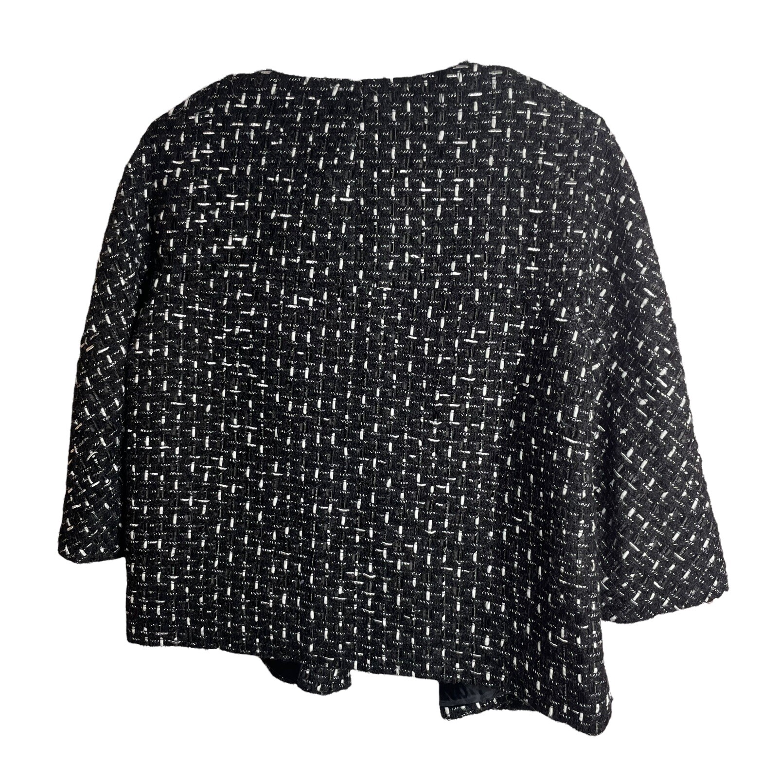 Talbots Tweed Jacket Blazer Black White size 8 Open F… - Gem