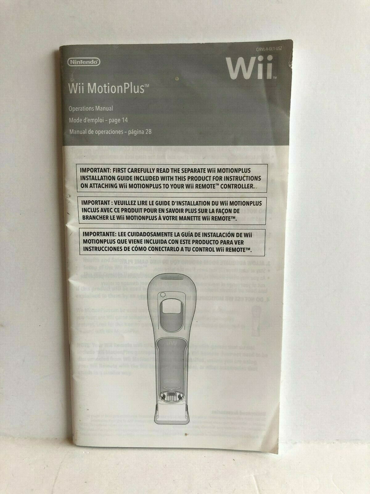 Wii Nintendo Wii MotionPlus Manual Instructions Booklet Insert ONLY | eBay
