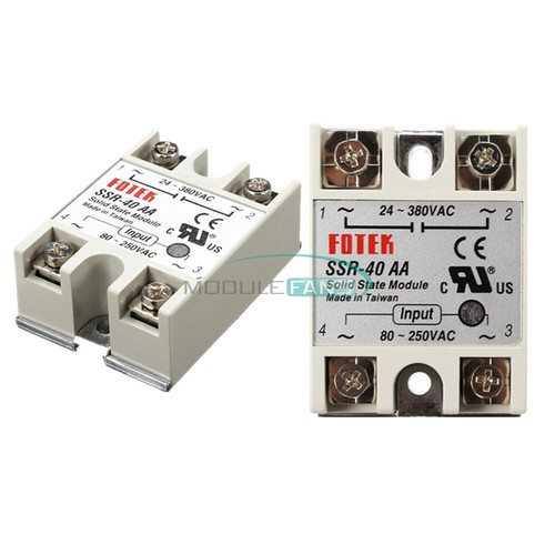 SSR-40AA 40A Solid State Relay Module 24-380V AC /80-250V AC + Heat ...