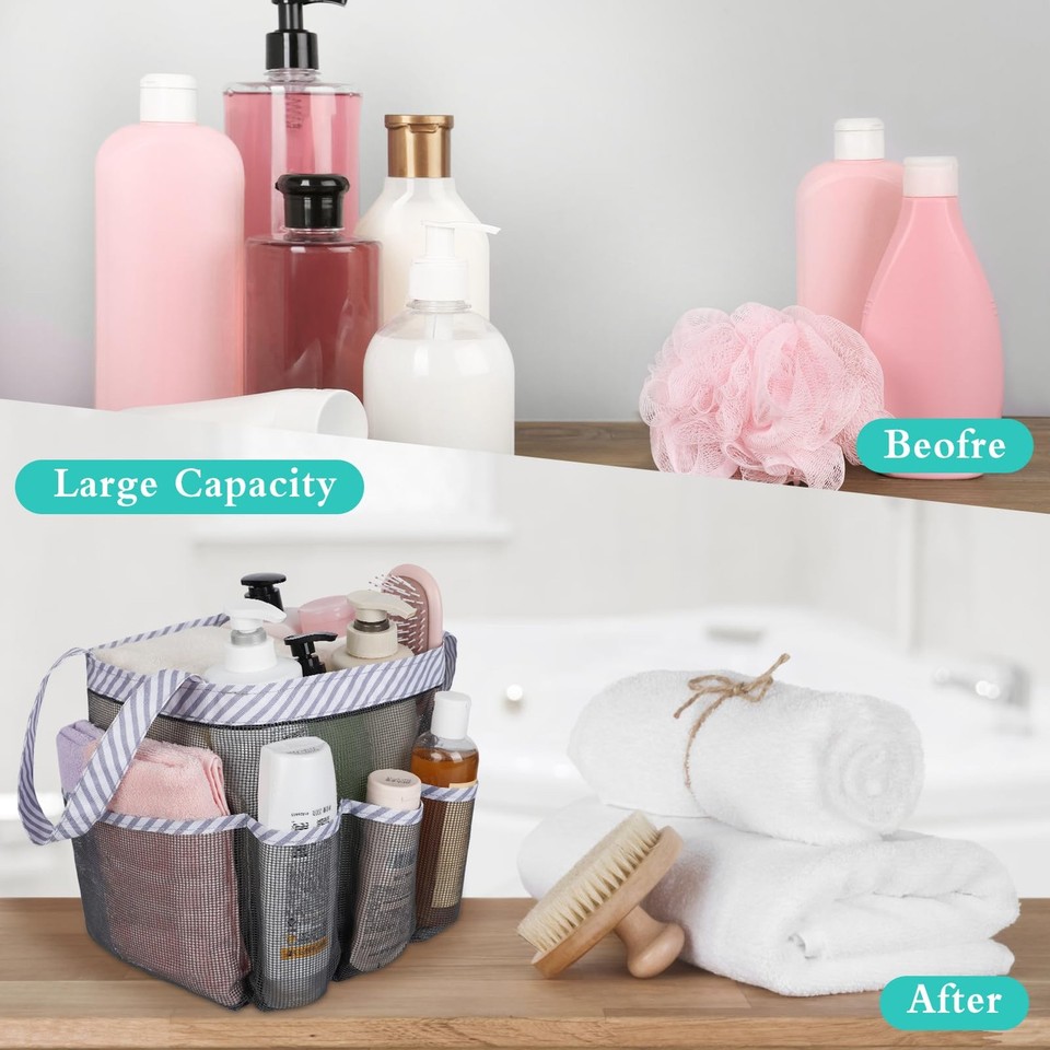 2 Pack Mesh Shower Caddy Portable, Quick Dry Hanging Shower Tote Bag ...