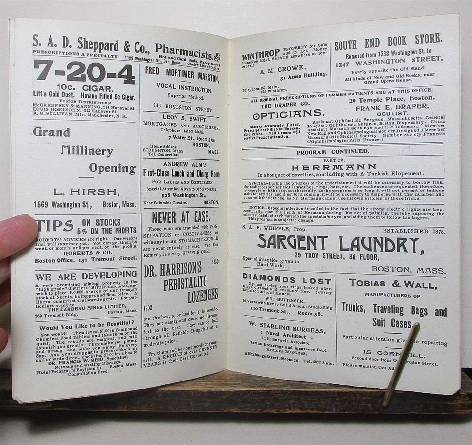 1902 program, magician Adelaide Herrmann, Grand Opera House, Boston ...