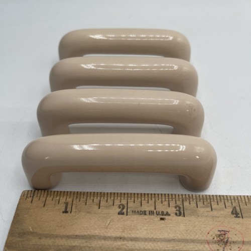Lot of 4 Vtg Porcelain Peaches & Cream Drawer Pulls Rounded Unmarked NO ...