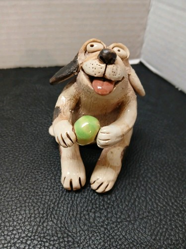 Vtg Wild Earth Pottery Spotted Dog Holding Ball Figure. 4"T | eBay