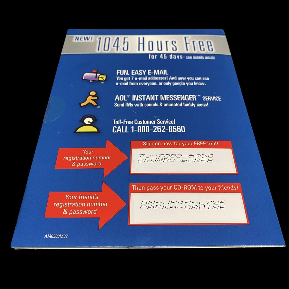 AOL 8.0 CD Sparkles USPS Sticker 1045 Hours Computer Software Factory ...