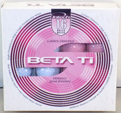 NEW 16-PACK INTECH BETA TI LADIES DISTANCE GOLF BALL PINK/WHITE FREE ...
