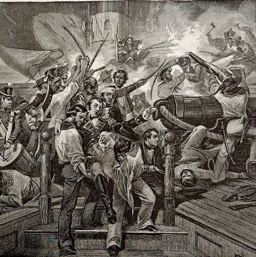 Don't Give Up The Ship Death Captain Lawrence Typogravure Victorian ...