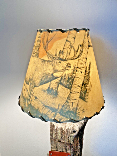 Vintage Surprise Lamp Shade Hunt Elk Invisible Leather Hide Outdoor ...