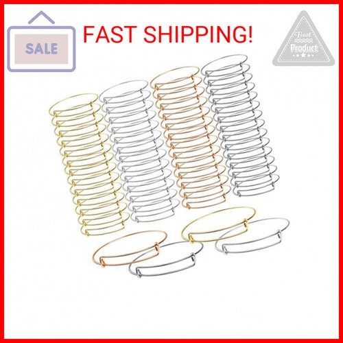 UPINS 60 Pcs Expandable Bangle Bracelets, Adjustable Stainless Steel ...