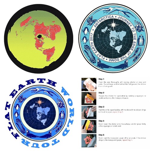 Antarctica FLAT EARTH 16CM Large Stickers AE Map World Model Car Van ...
