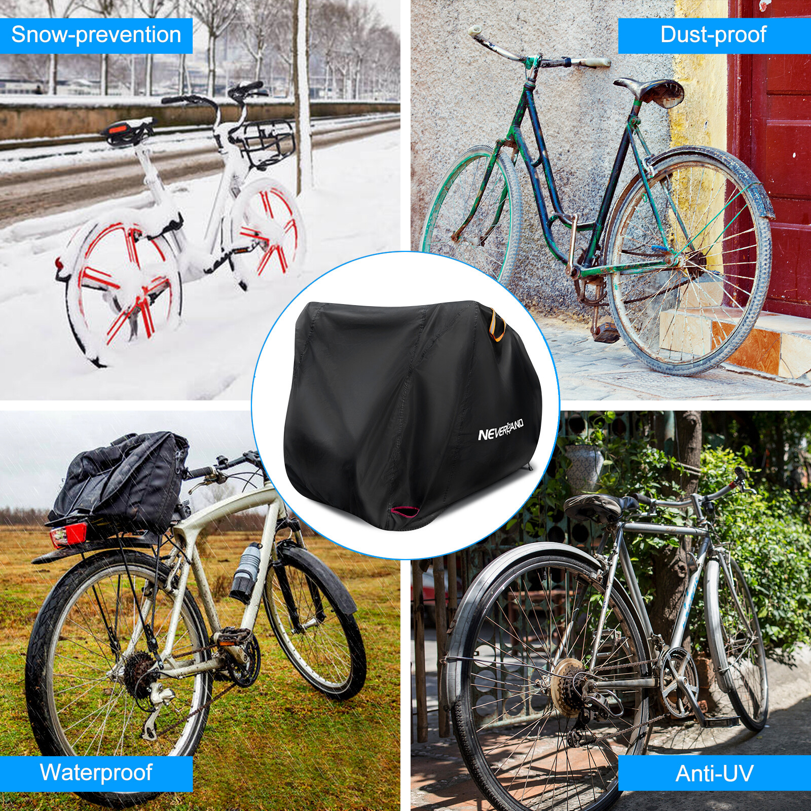 Heavy Duty Bicycle Cover Waterproof Dust UV Resistant Outdoor Storage ...