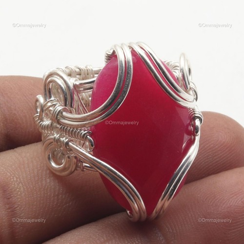 Birthday Gift For Her Ruby Quartz Wire Wrap Ring Size 8 Silver Plated ...