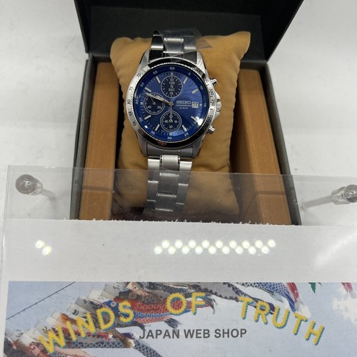 SEIKO SPIRIT SBTQ071 Blue Silver Chronograph Men's Watch New in Box ...