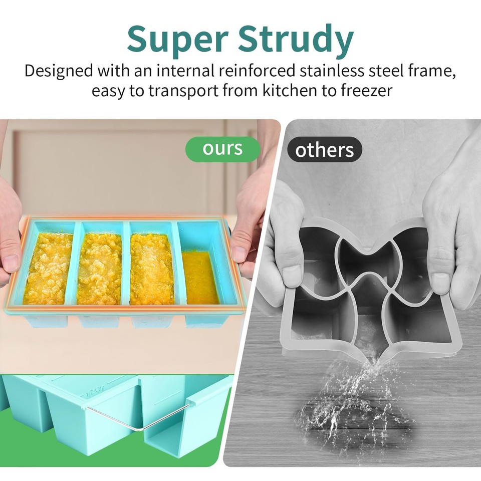 Silicone Freezer Tray for Sauce Cube: Silicone Freezing Tray for Broth ...