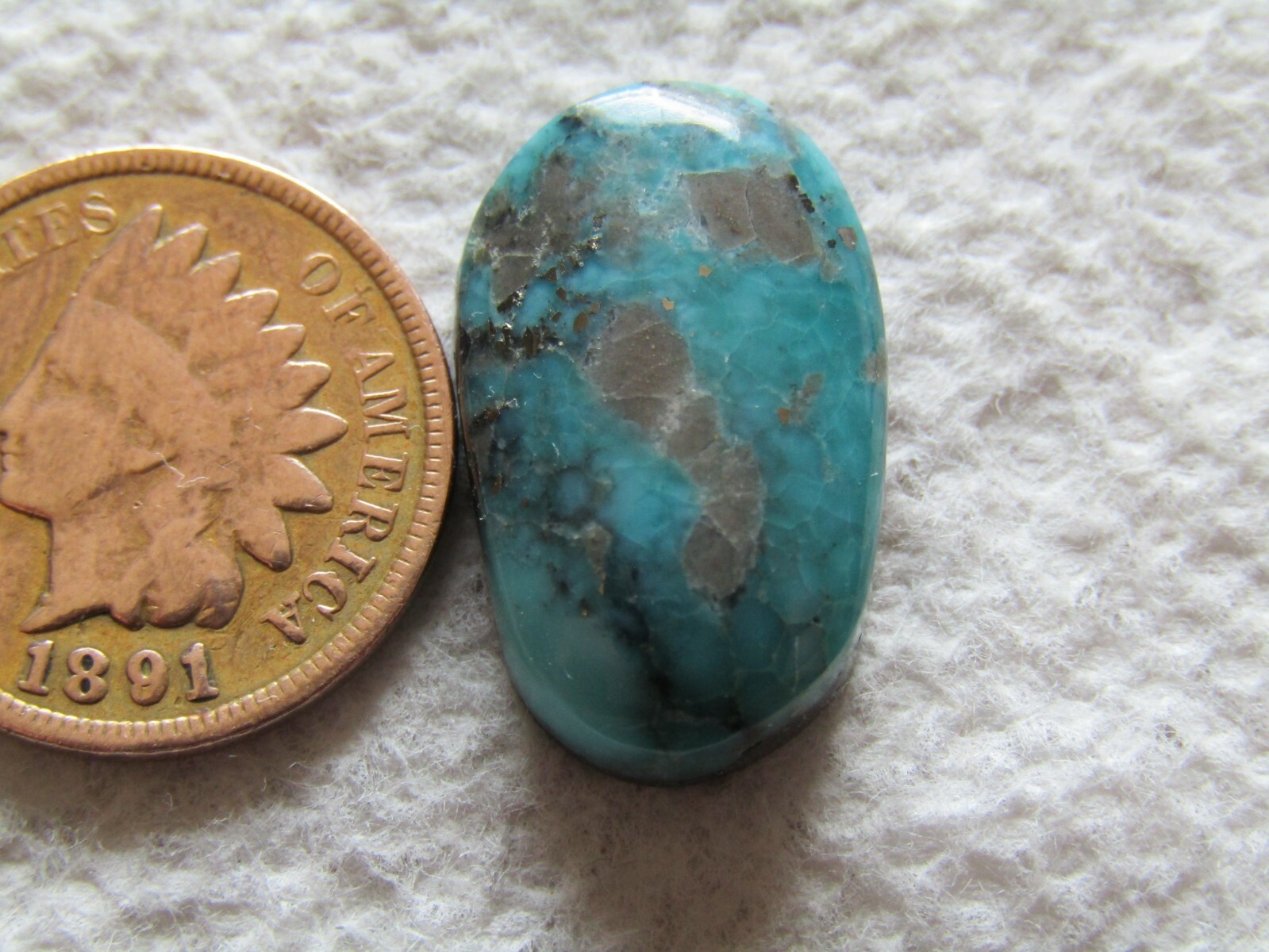 Campitos Turquoise Cabochon 12 carat Iron Pyrite Blue cab | eBay