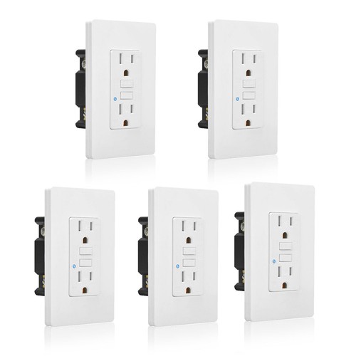 5PK GFCI Outlet 15Amp Plug Tamper Resistant TR WR Receptacle with Wall ...