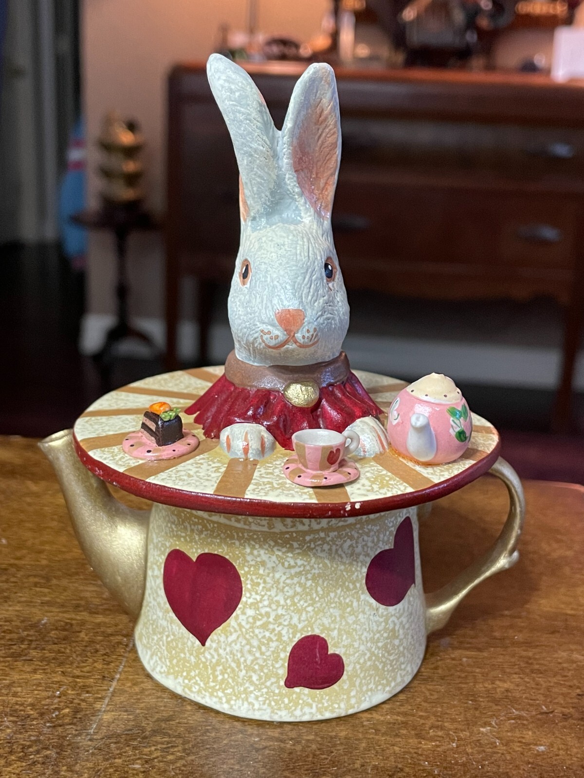 5" Katherine's Collection Hare Rabbit Bunny Teapot With Hearts and Tag ...
