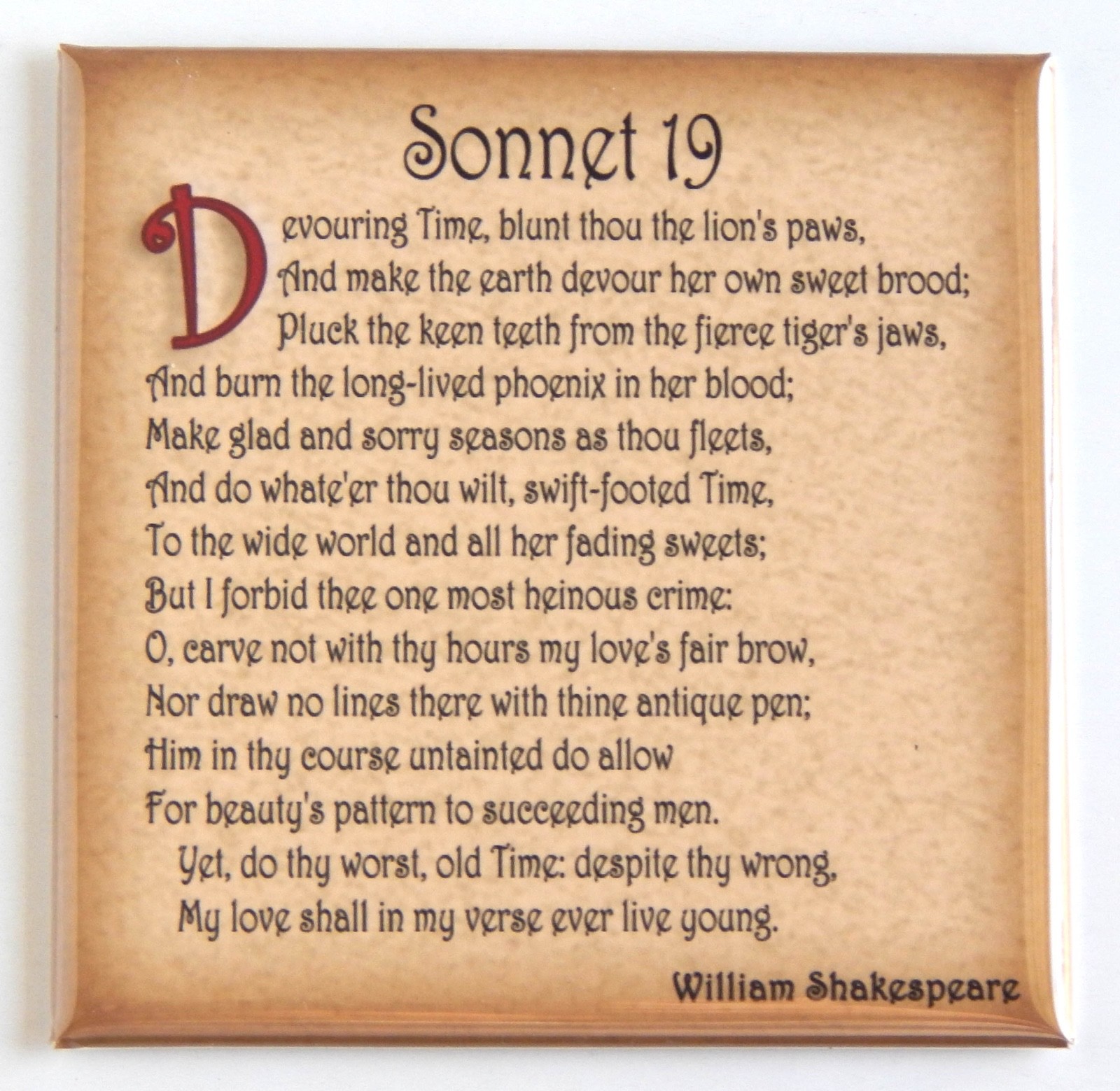 Sonnet 19 FRIDGE MAGNET (3 x 3 inches) William Shakespeare | eBay