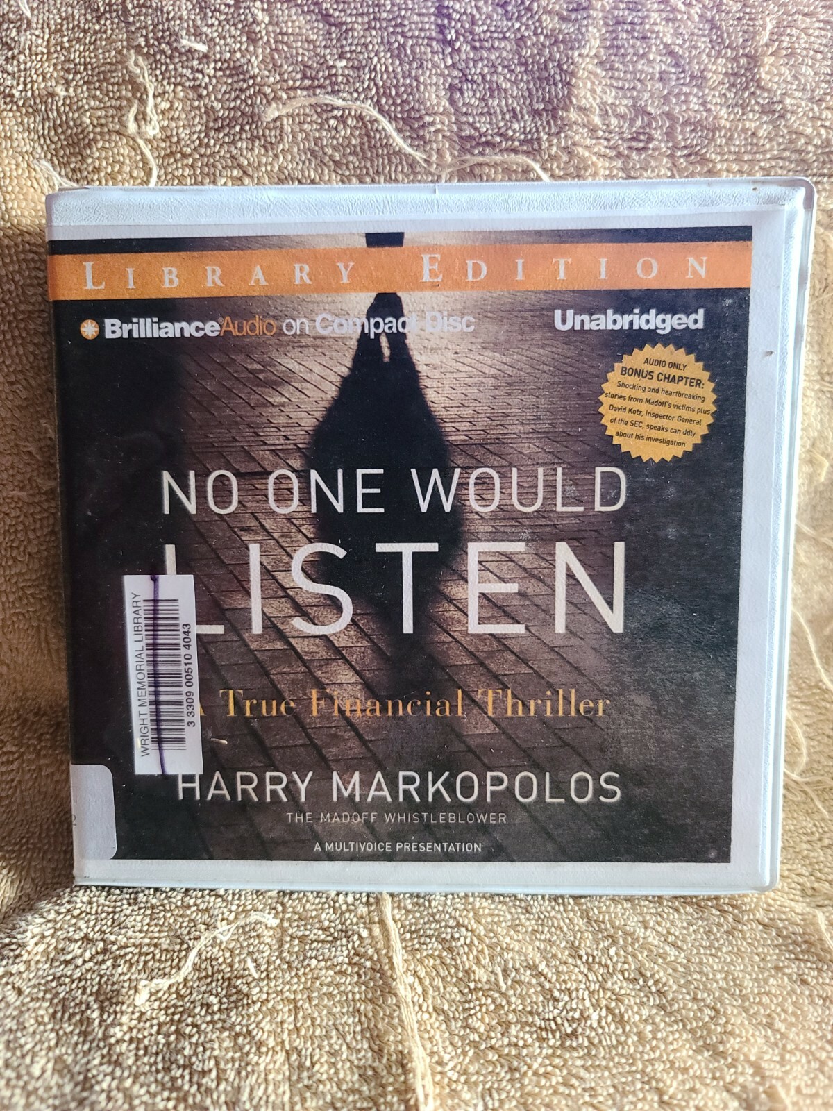 Shelf62J Audiobook~ No one would listen - Harry marcopolos- unabridged ...